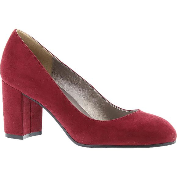 Array | Shoes | Array Womens Isabella Red Faux Suede Block Heel Round ...
